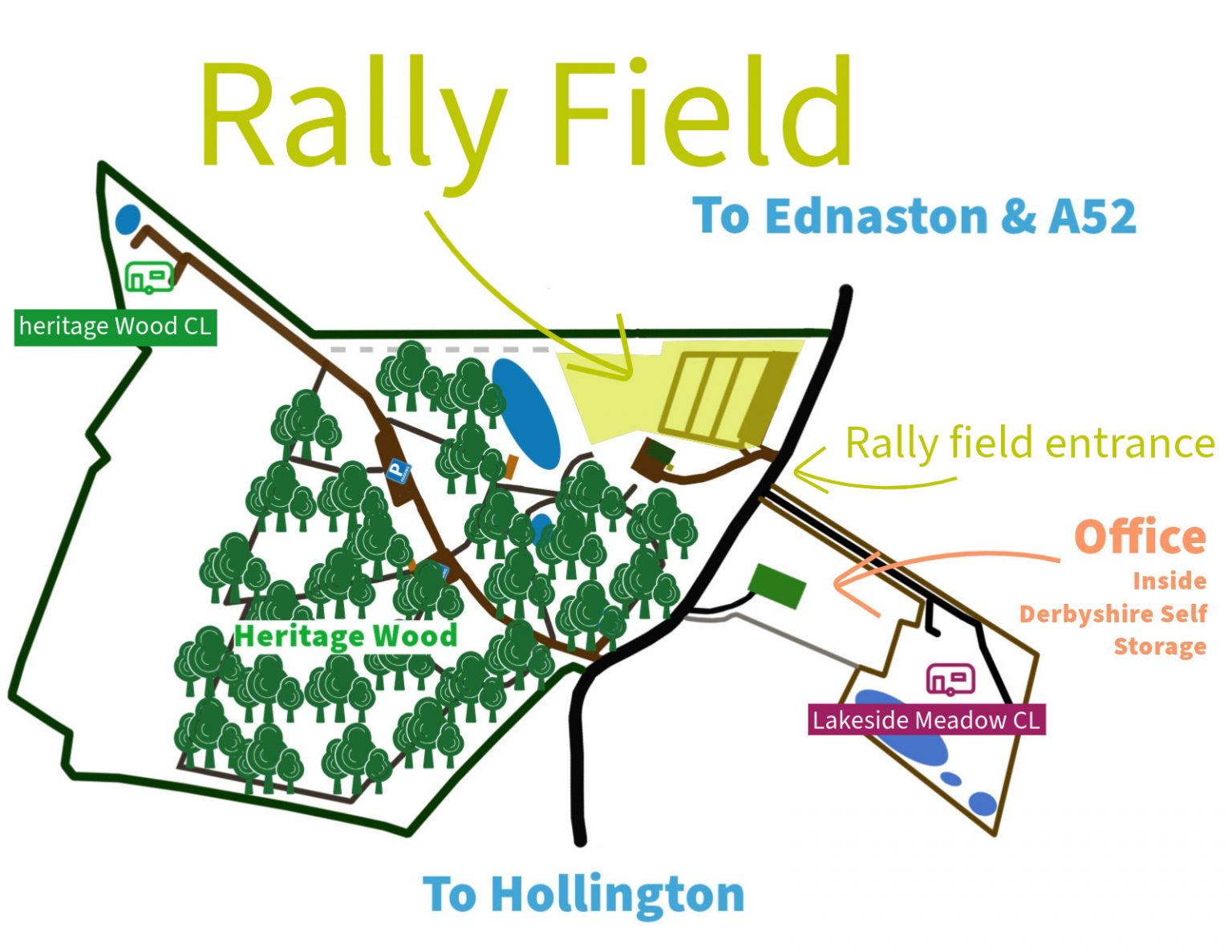 Caravan rally field – Lakeside Meadow and Heritage Wood